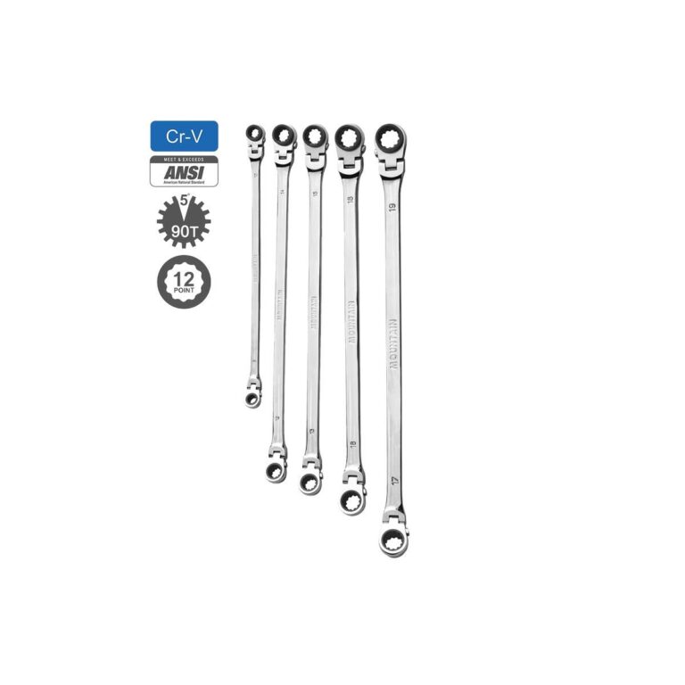 Metric Double Box Universal Spline Reversible Ratcheting Wrench Set ...